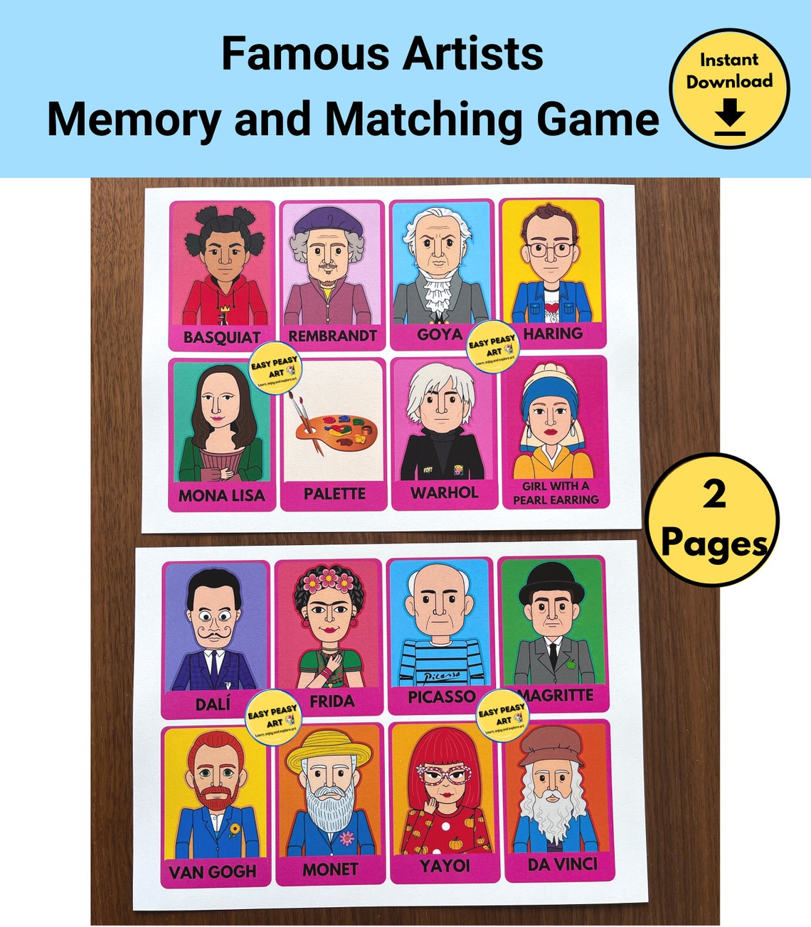 Memory Match Game Printable, Matching Games for Kids, Kids Games ...