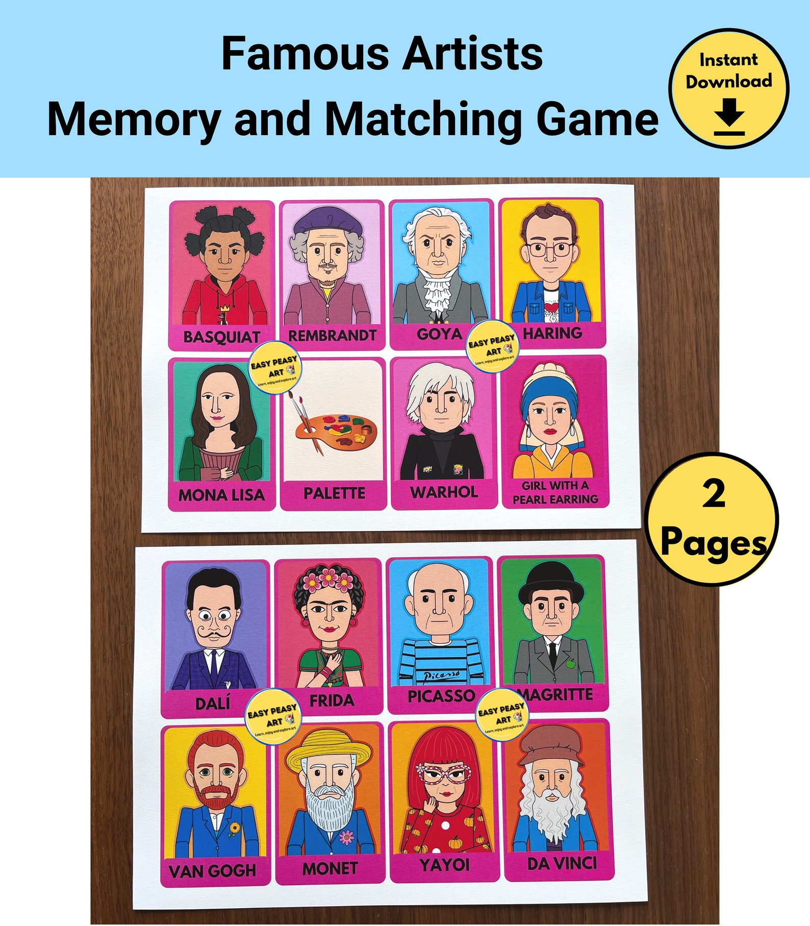 Memory Match Game Printable, Matching Games for Kids, Kids Games ...
