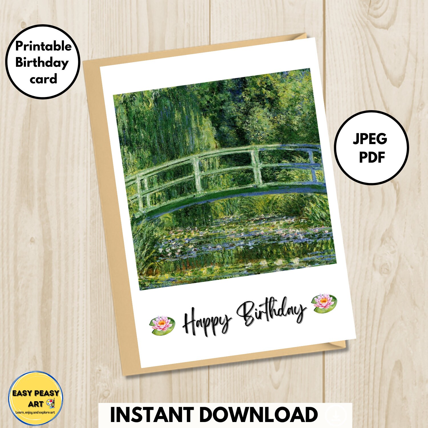 Claude Monet Birthday Card Printable, Art Lover Gift, Art History Card ...