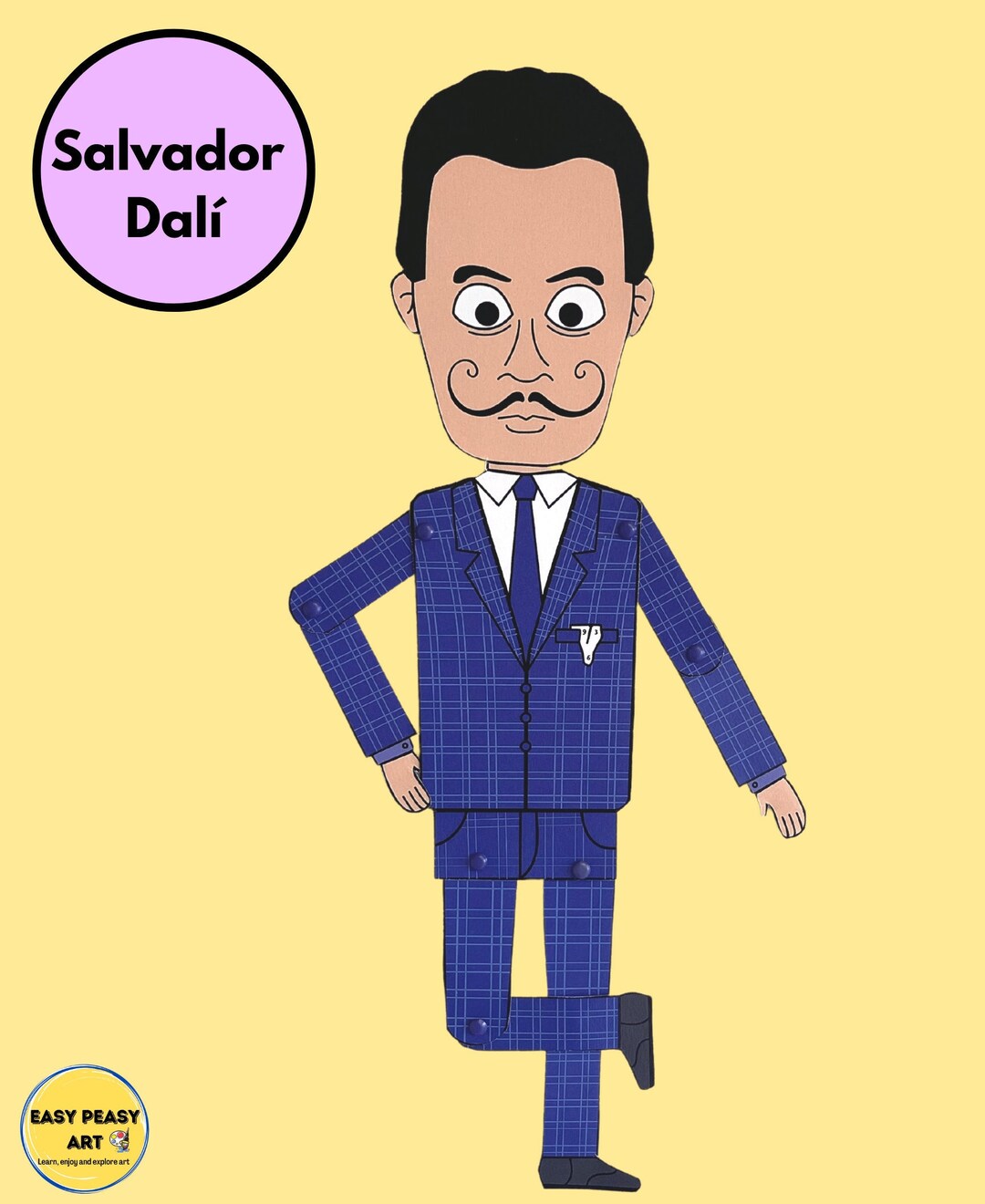 Salvador Dali Printable Paper Doll, Famous Artists Cut Out Doll, Art ...