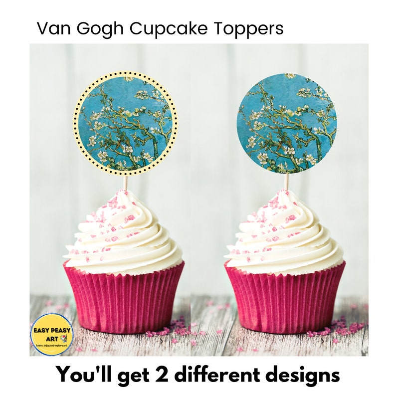 Van Gogh Cupcake Topper, Art Cupcake Toppers, Digital Download Cupcake ...