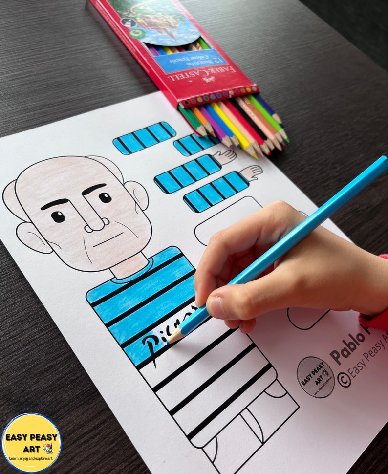 Famous Artist Craft Cards for Kids, Coloring Picasso, Art History for ...