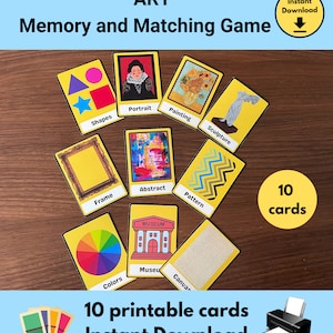 Art Memory Game for Toddlers and Preschoolers, Memory Cards With Art ...