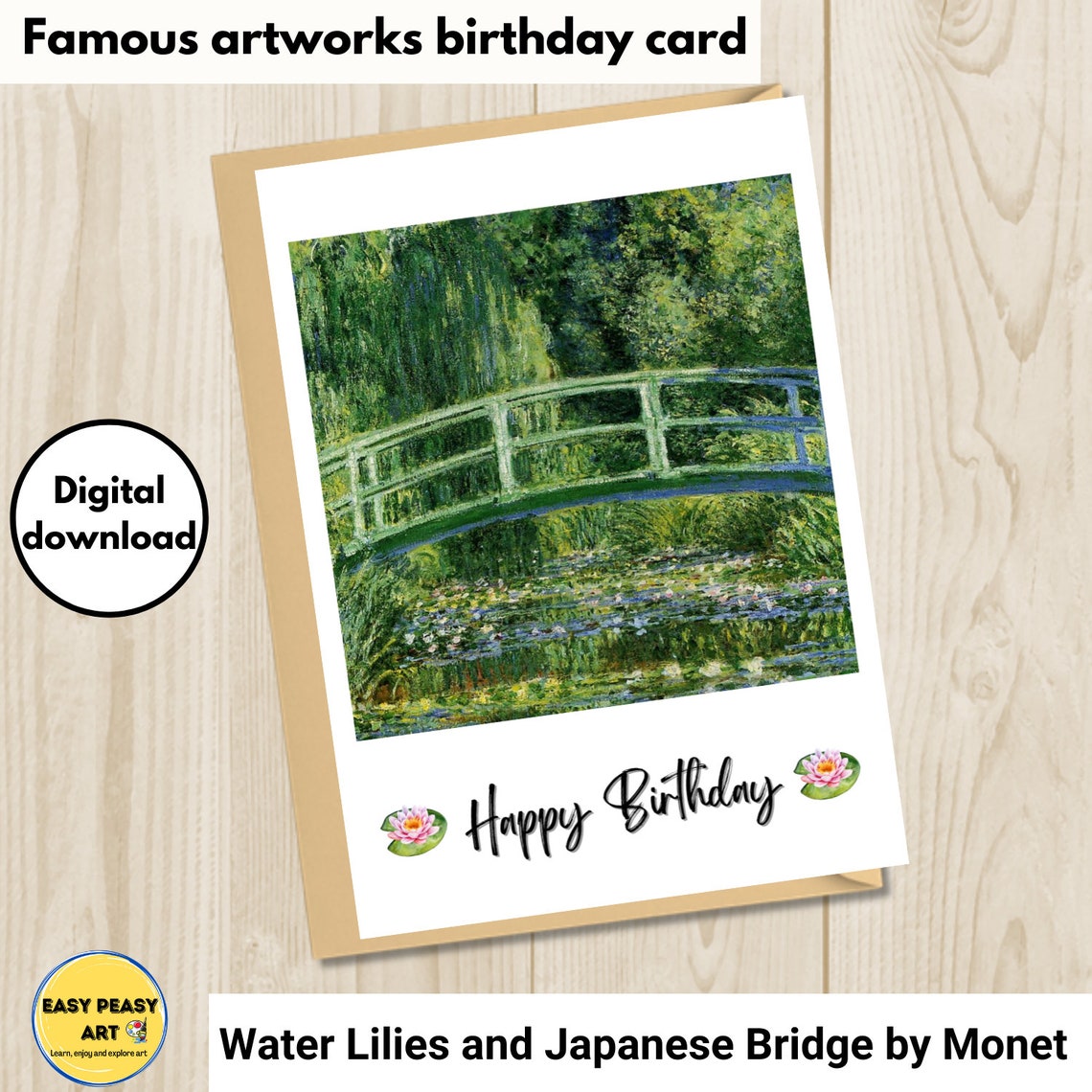 Claude Monet Birthday Card Printable, Art Lover Gift, Art History Card ...