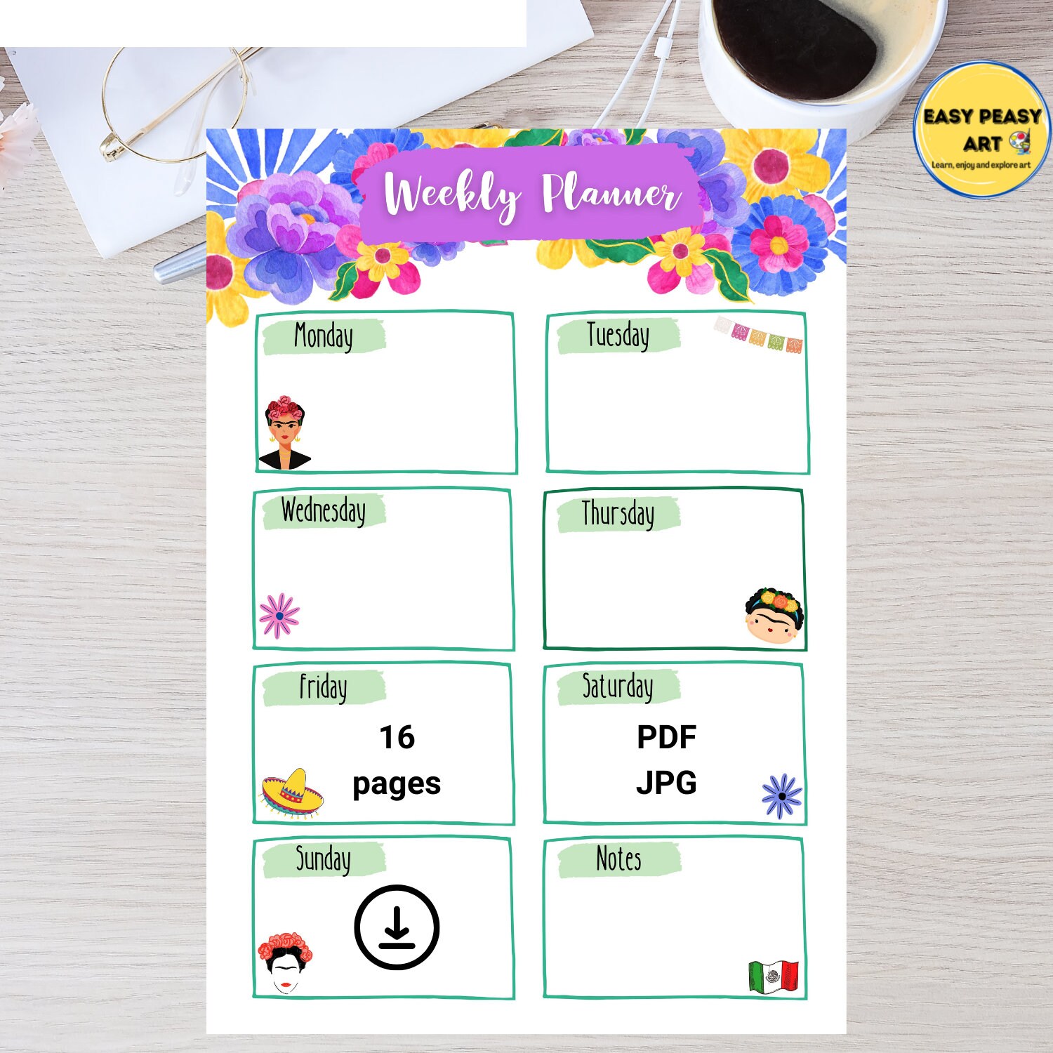 Frida Kahlo Planner, Artist Planner, Artist Digital Planner, Famous ...