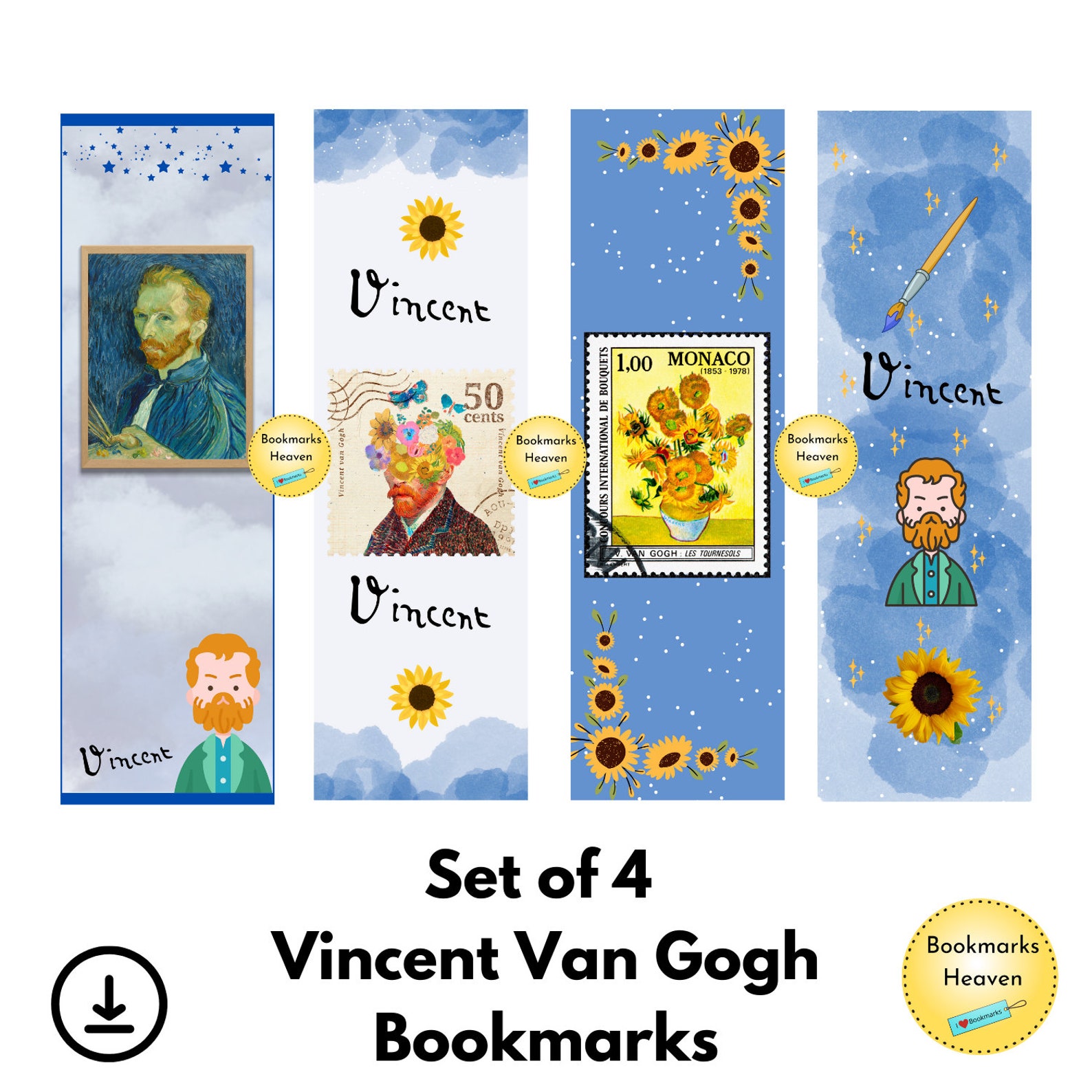 Van Gogh Bookmarks Printable, Fine Art Bookmarks, Van Gogh Book Gift ...