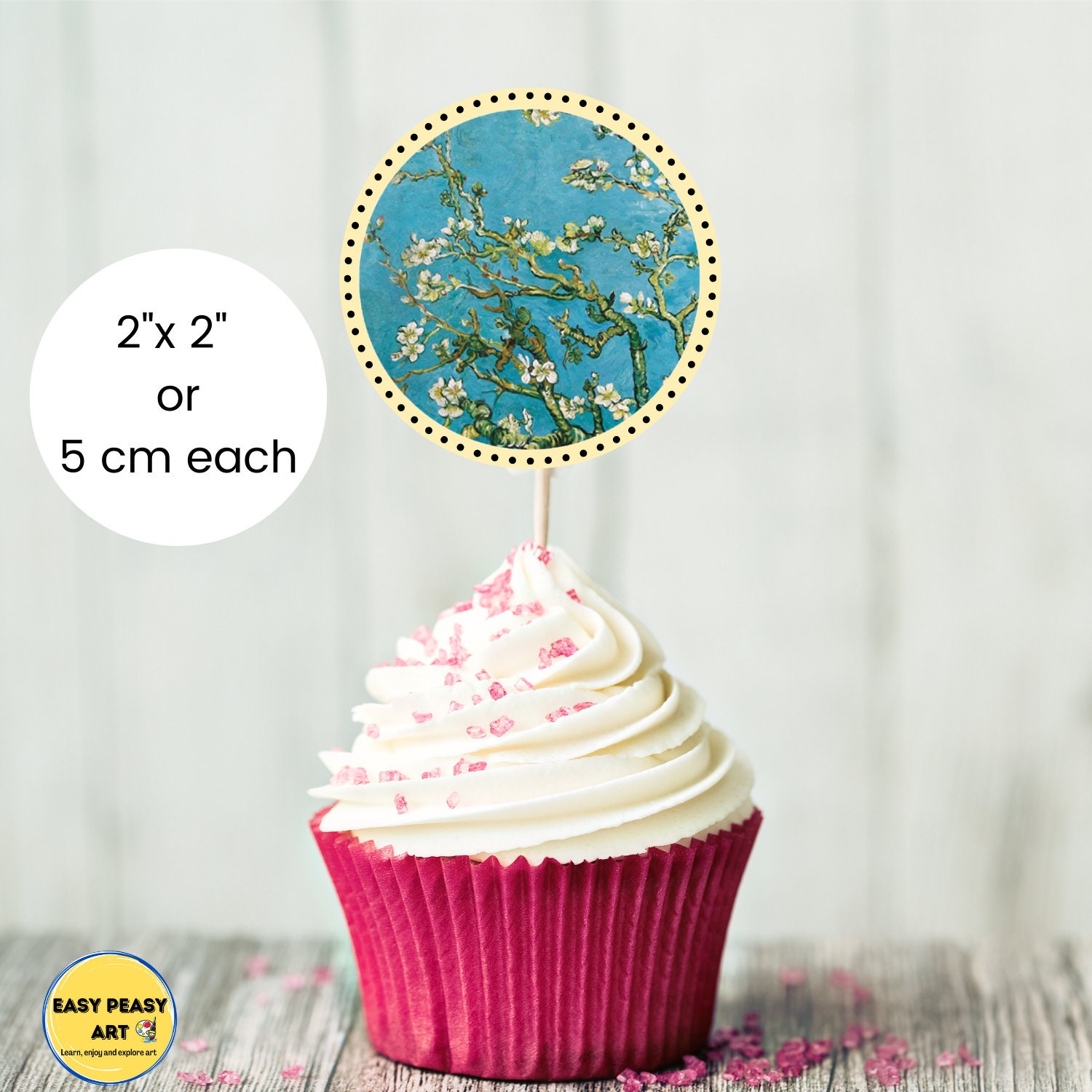 Van Gogh Cupcake Topper, Art Cupcake Toppers, Digital Download Cupcake ...