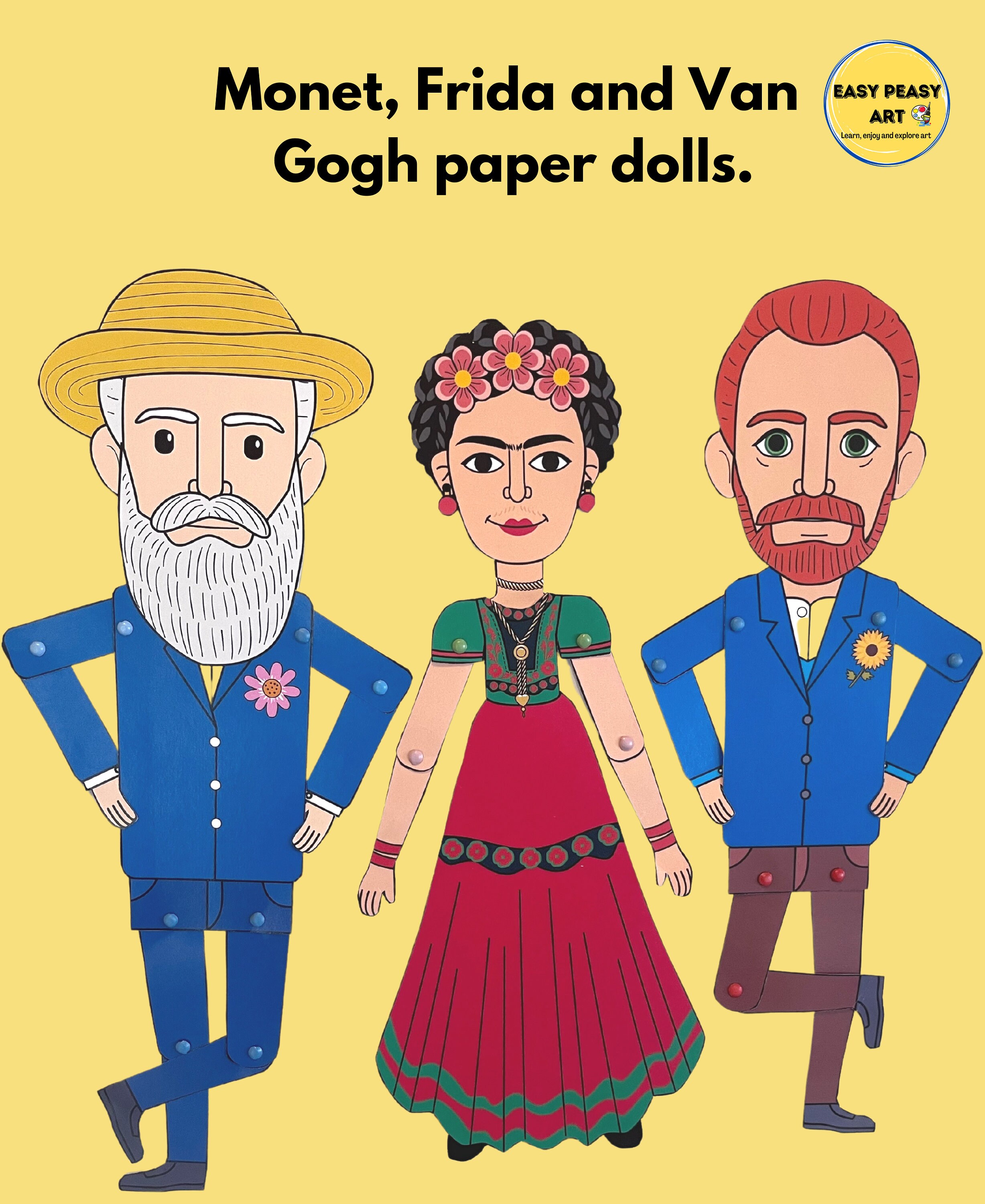 Famous Artists Paper Dolls Printable, Last Minute Christmas Gifts for ...