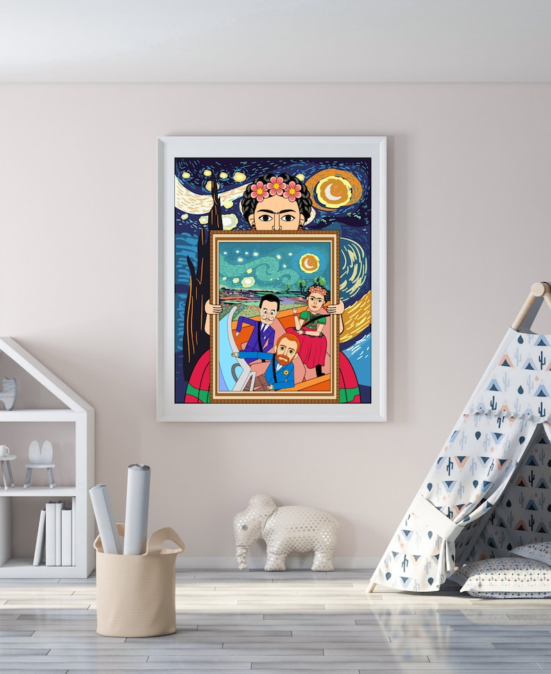 Frida Kahlo Poster Frida Kahlo Wall Art Van Gogh Art Print - Etsy