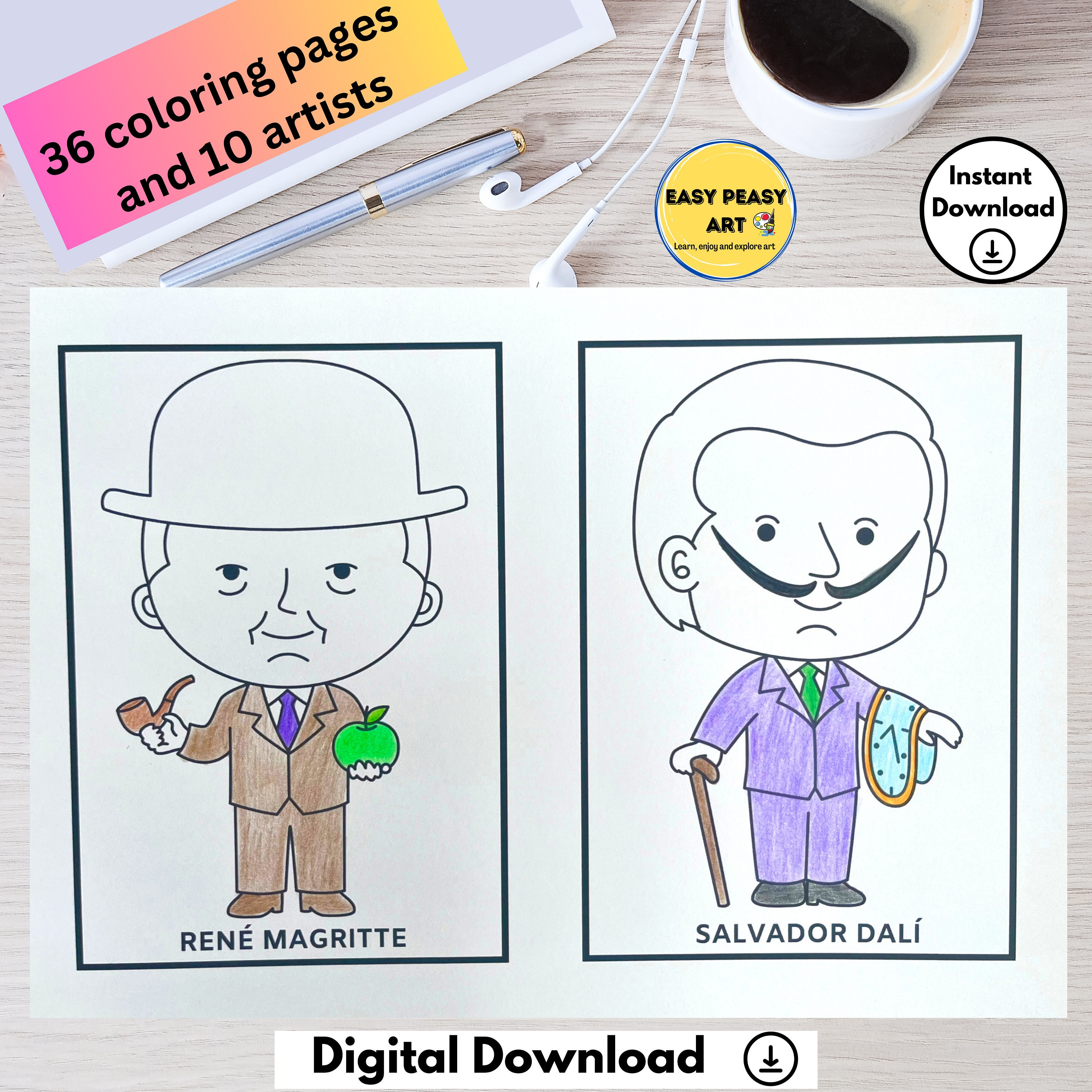 Famous Artists Coloring Pages, Art History for Kids, Montessori Famous ...