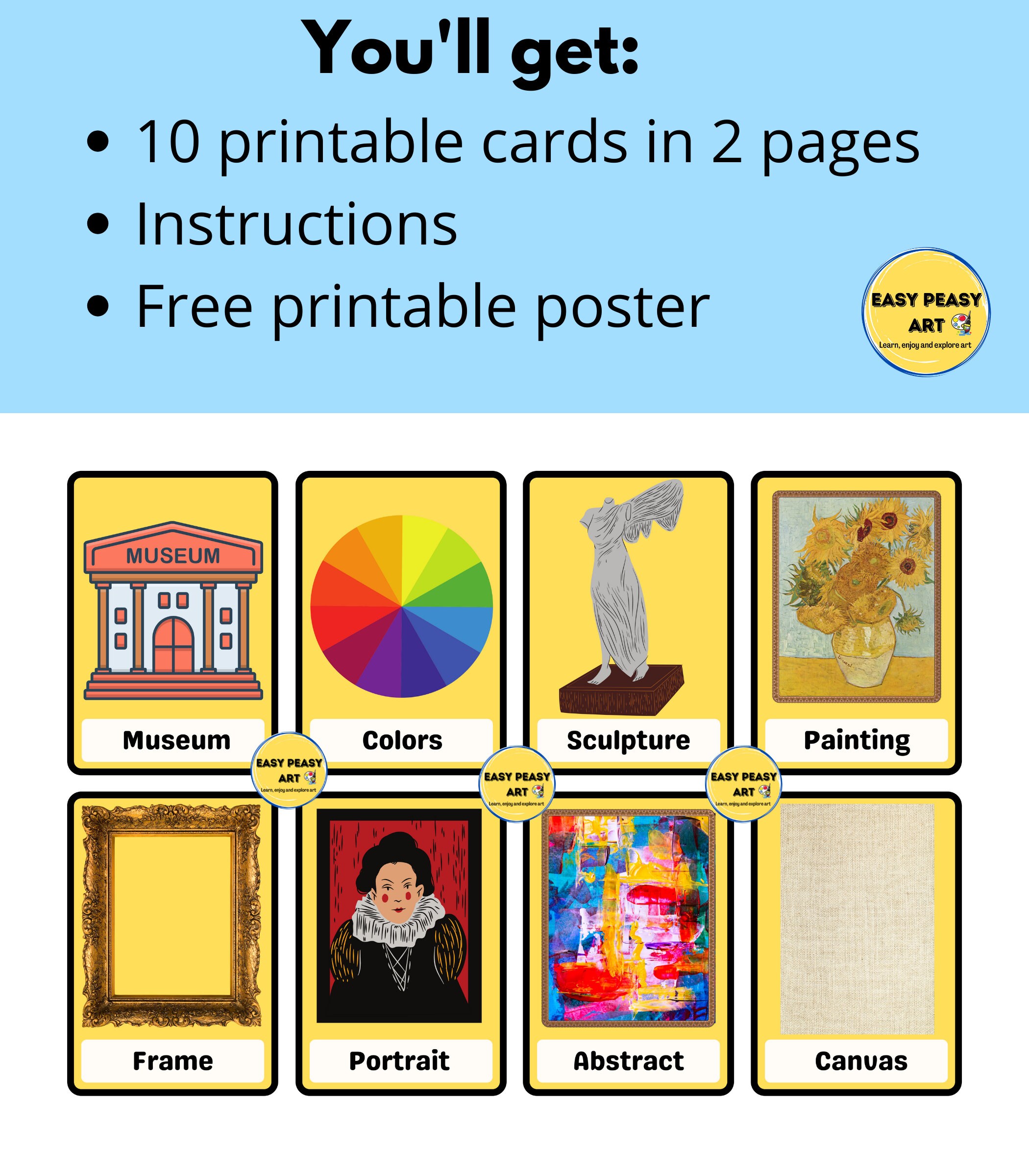 Art Memory Game for Toddlers and Preschoolers, Memory Cards With Art ...