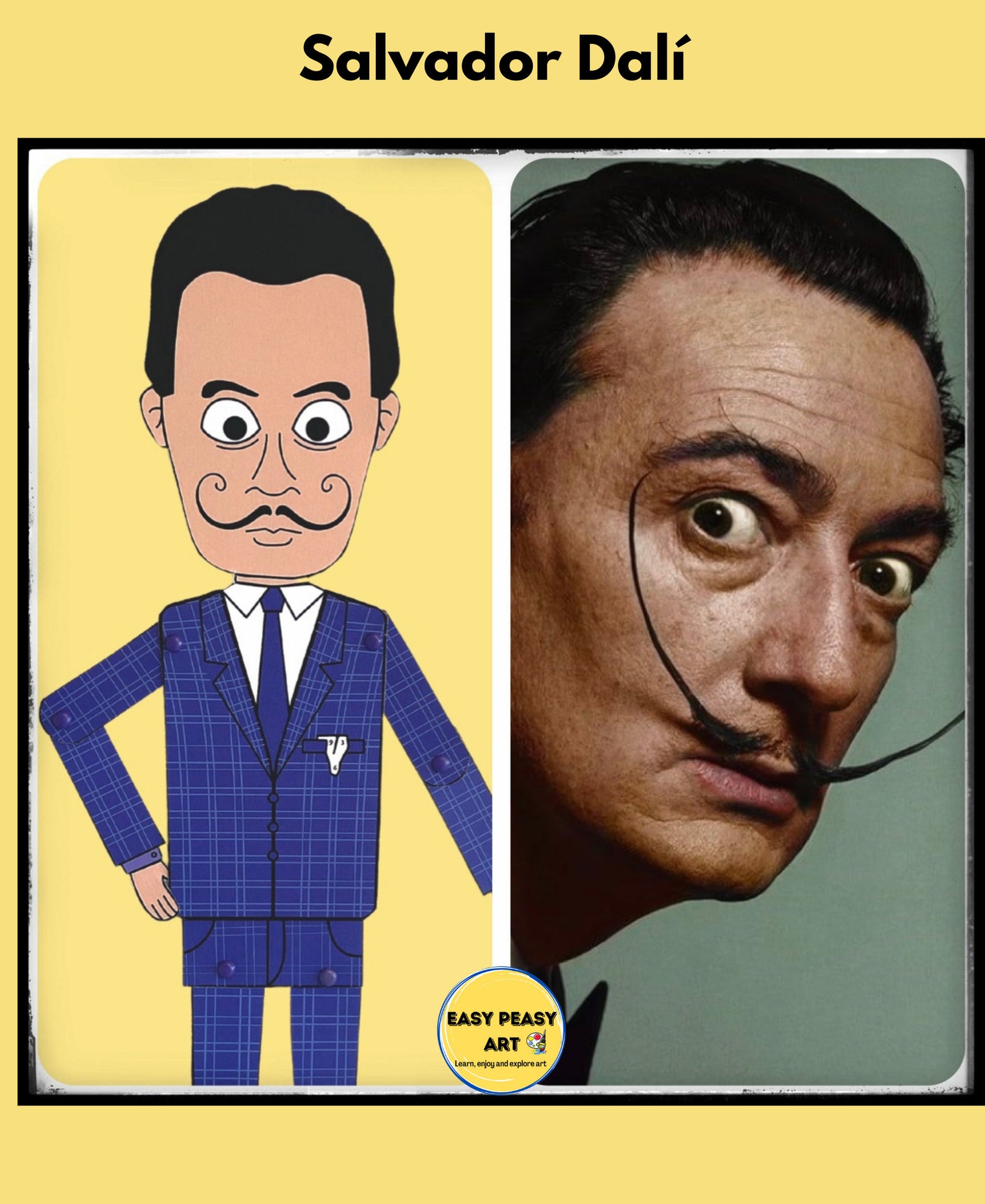 Salvador Dali Printable Paper Doll, Famous Artists Cut Out Doll, Art ...