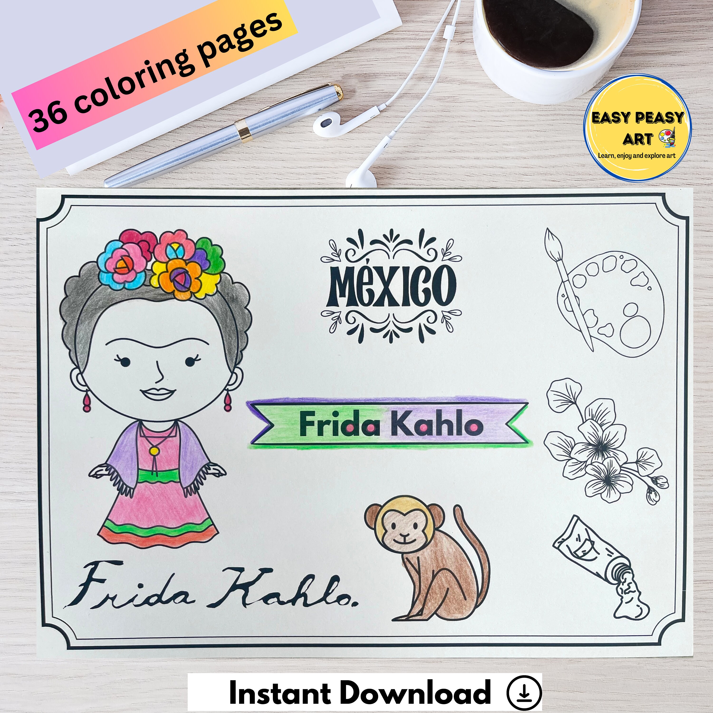 Famous Artists Coloring Pages, Art History for Kids, Montessori Famous ...