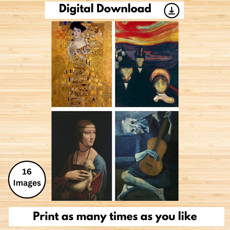 Famous Paintings Flashcards Printable, Famous Artists Prints, Fine Art ...