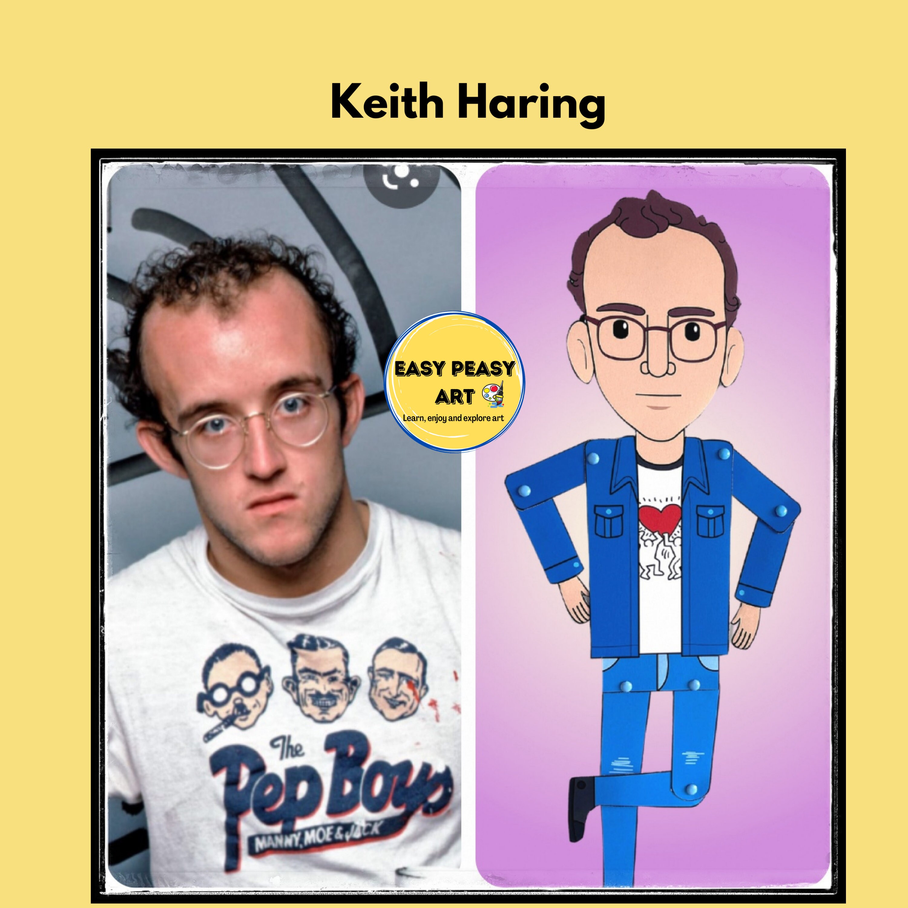 Keith Haring Articulated Doll Printable, Pop Art Artist Paper Puppet ...