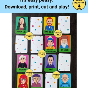 Art Teacher Printable, Art Memory Game for Kids, Matching Game for ...