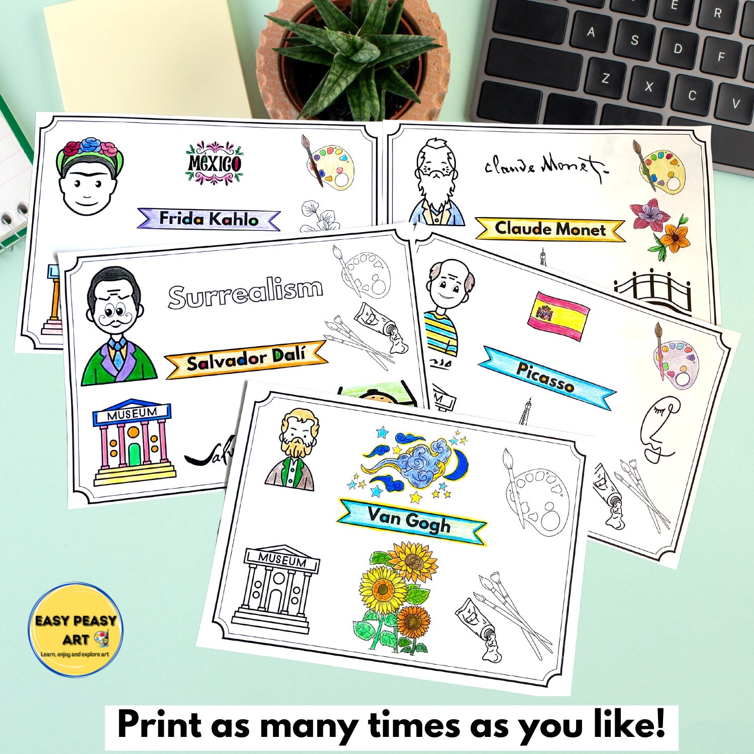 Famous Artists Coloring Pages Vincent Van Gogh Coloring Page - Etsy UK