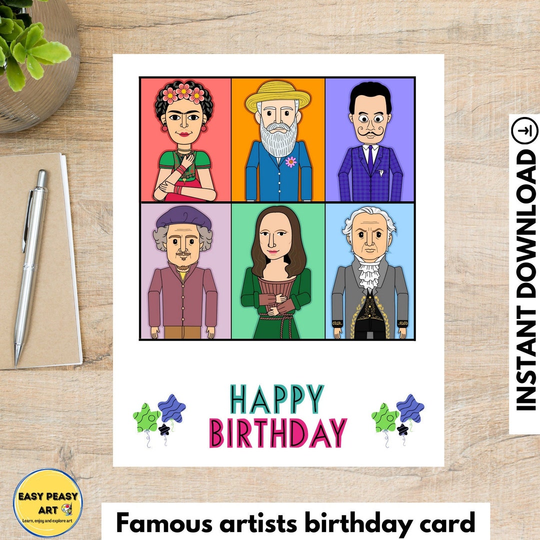 Artist Birthday Card , Famous Artists Birthday Card, Gifts for Artists ...