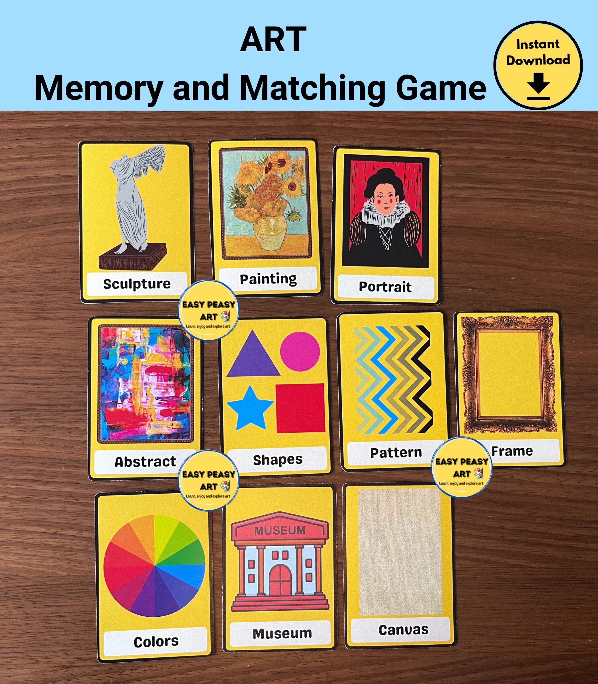 Art Memory Game for Toddlers and Preschoolers, Memory Cards With Art ...