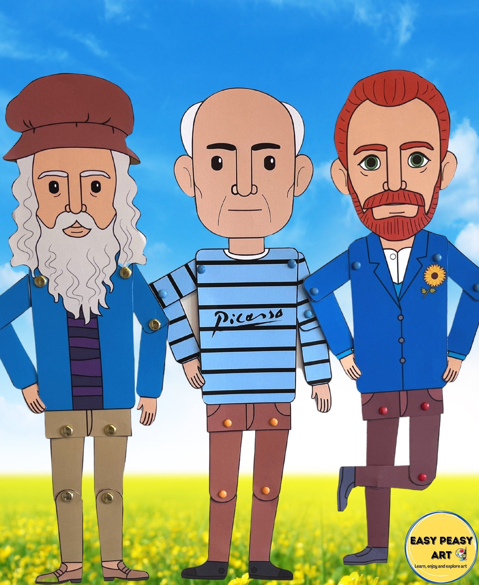 Famous Artists Paper Doll, Van Gogh Paper Doll Digital, Boys Cut Out ...