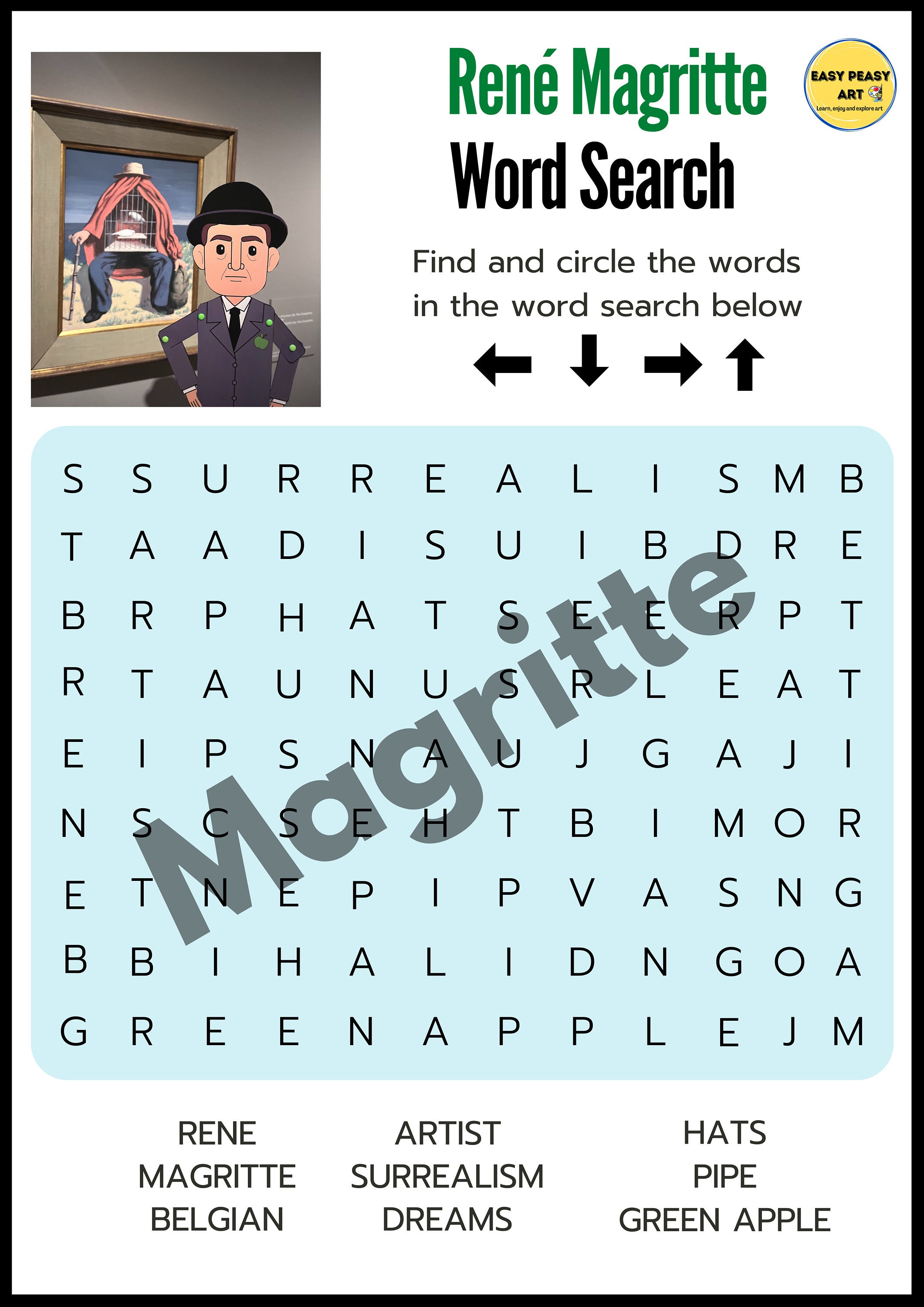 Rene Magritte Articulated Doll, Famous Artist Paper Doll, Surrealist ...