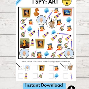 I Spy Game Printable, Look and Find Art History Homeschool Activities ...