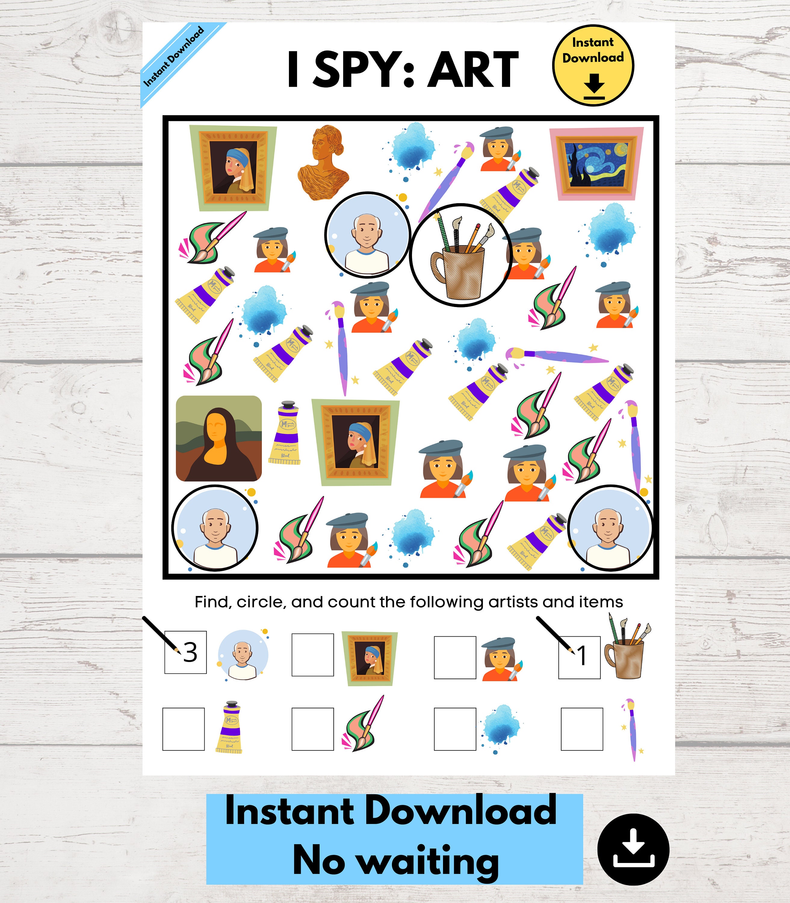 I Spy Game Printable, Look and Find Art History Homeschool Activities ...