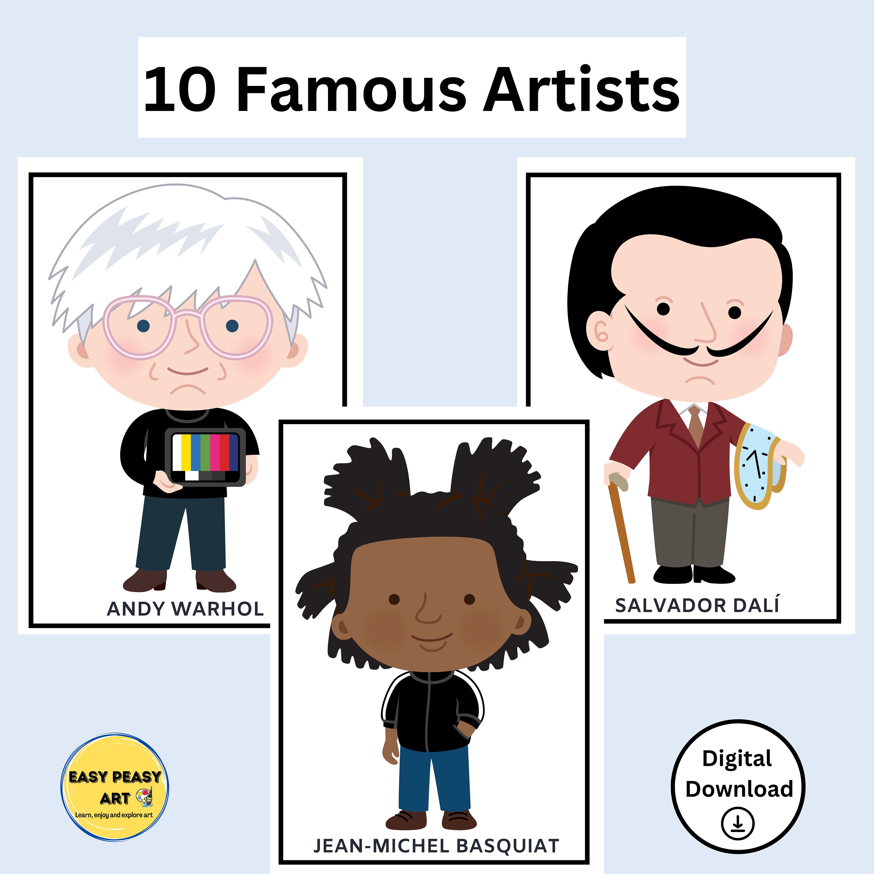 Famous Artists Craft Cards for Kids, Art History Flash Cards, Art ...