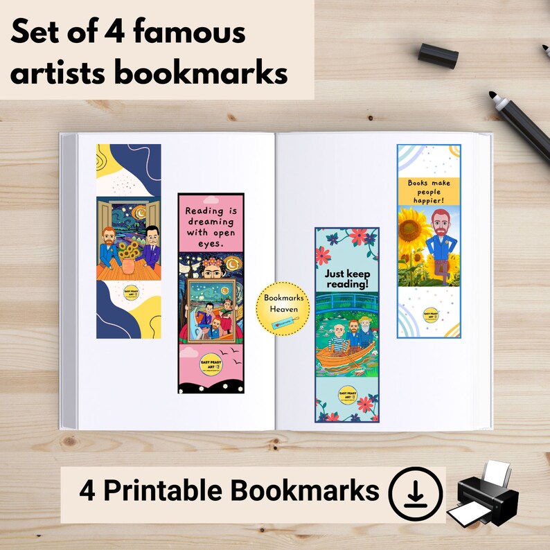 Art Bookmarks Frida Kahlo Bookmark Van Gogh Gifts Salvador - Etsy