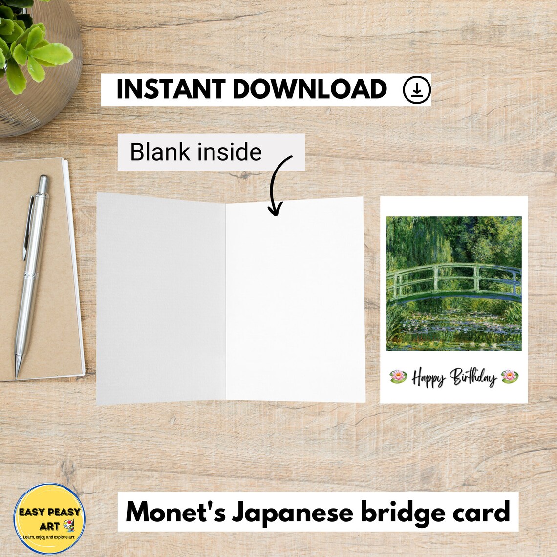 Claude Monet Birthday Card Printable, Art Lover Gift, Art History Card ...