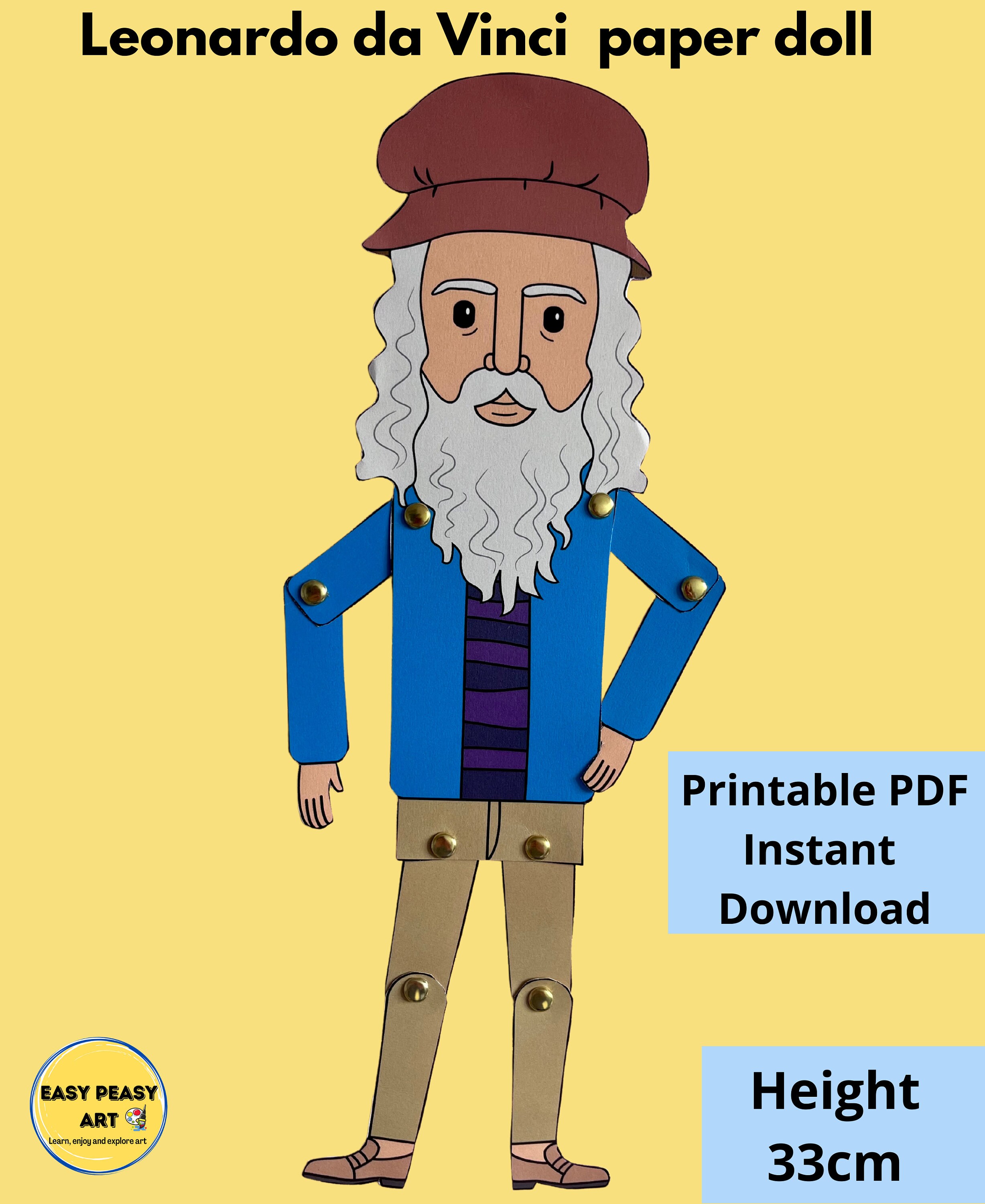 Famous Artists Paper Doll, Van Gogh Paper Doll Digital, Boys Cut Out ...