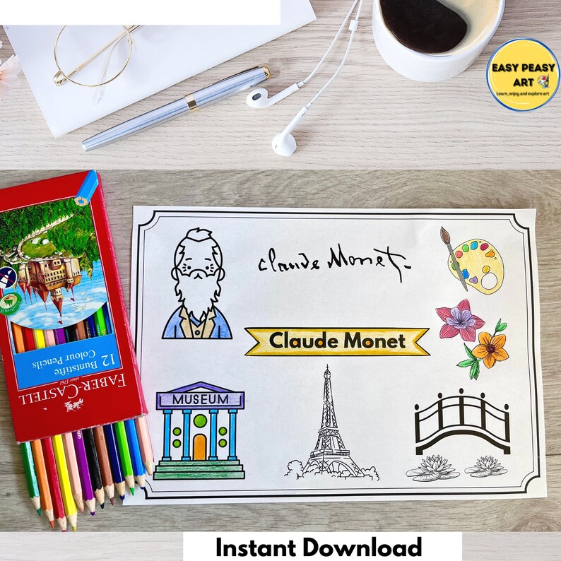 Famous Artists Coloring Pages Vincent Van Gogh Coloring Page - Etsy UK