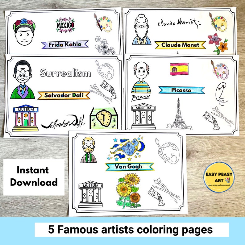 Famous Artists Coloring Pages Vincent Van Gogh Coloring Page - Etsy UK