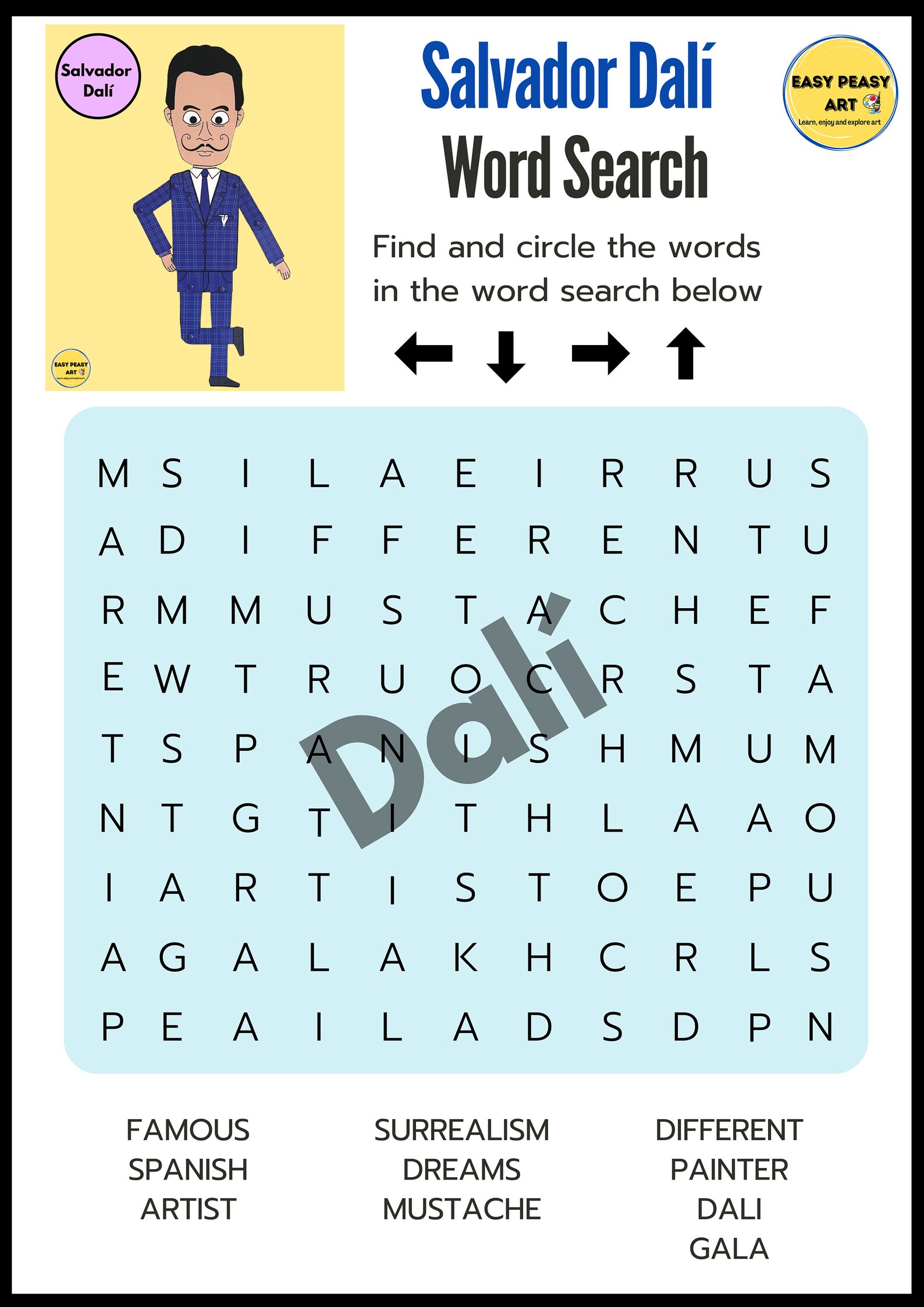 Salvador Dali Printable Paper Doll, Famous Artists Cut Out Doll, Art ...