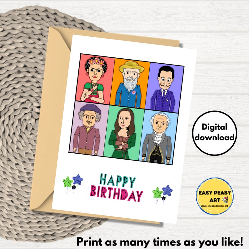 Artist Birthday Card , Famous Artists Birthday Card, Gifts for Artists ...