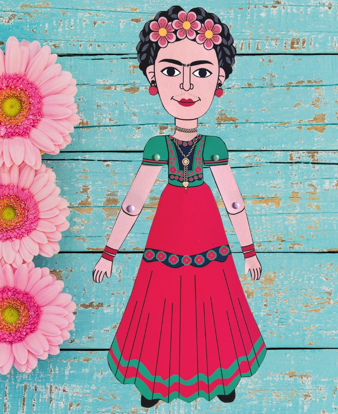 Articulated Doll Frida Kahlo, Famous Artist Cut Out Doll, Frida Digital ...