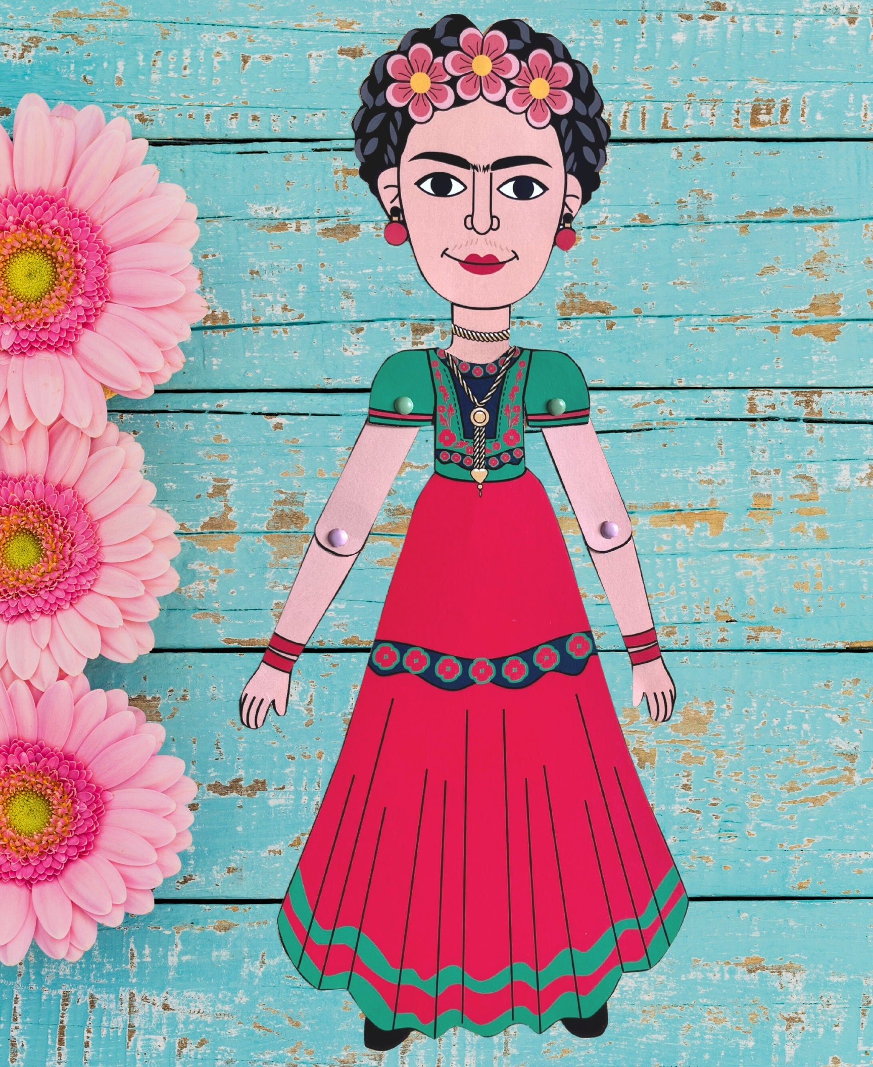 Articulated Doll Frida Kahlo, Famous Artist Cut Out Doll, Frida Digital ...