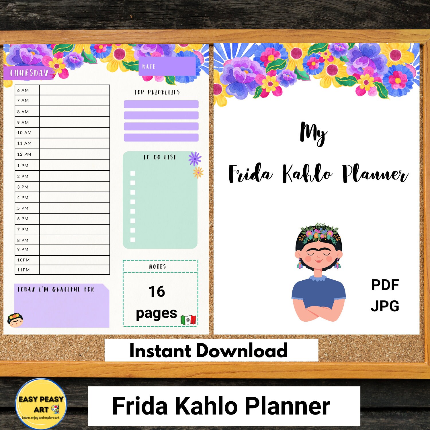Frida Kahlo Planner, Artist Planner, Artist Digital Planner, Famous ...