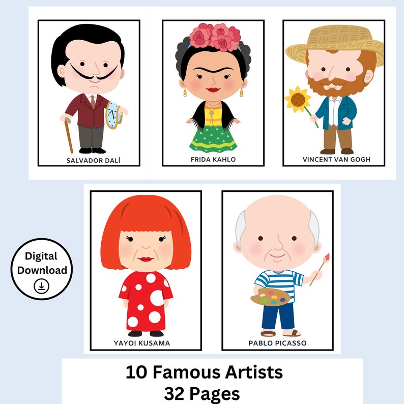 Famous Painters Flash Cards, Art History Flash Cards, Art for Kids ...