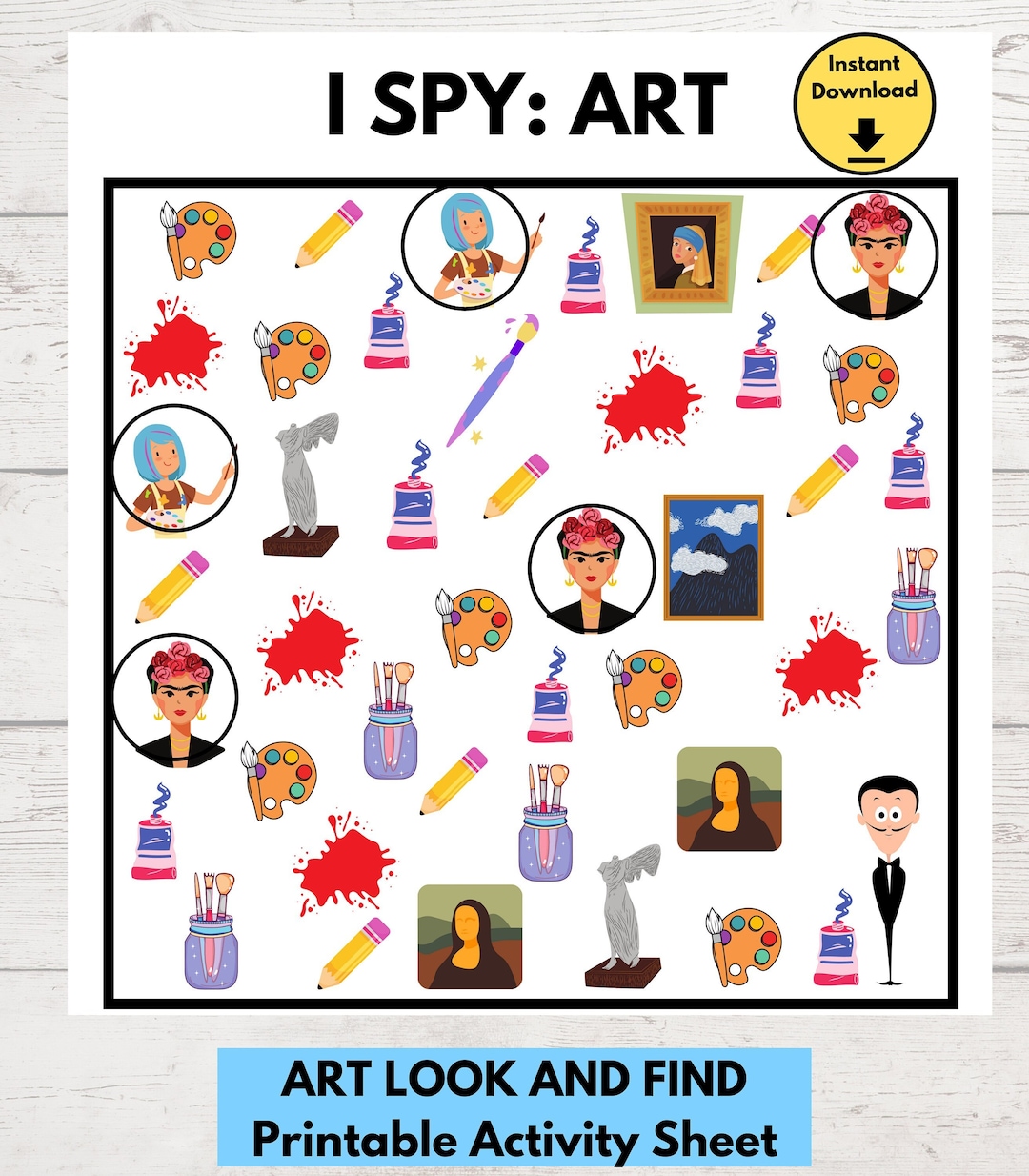 I Spy, I Spy Printable, Look and Find, I Spy for Kids, Art Look and ...