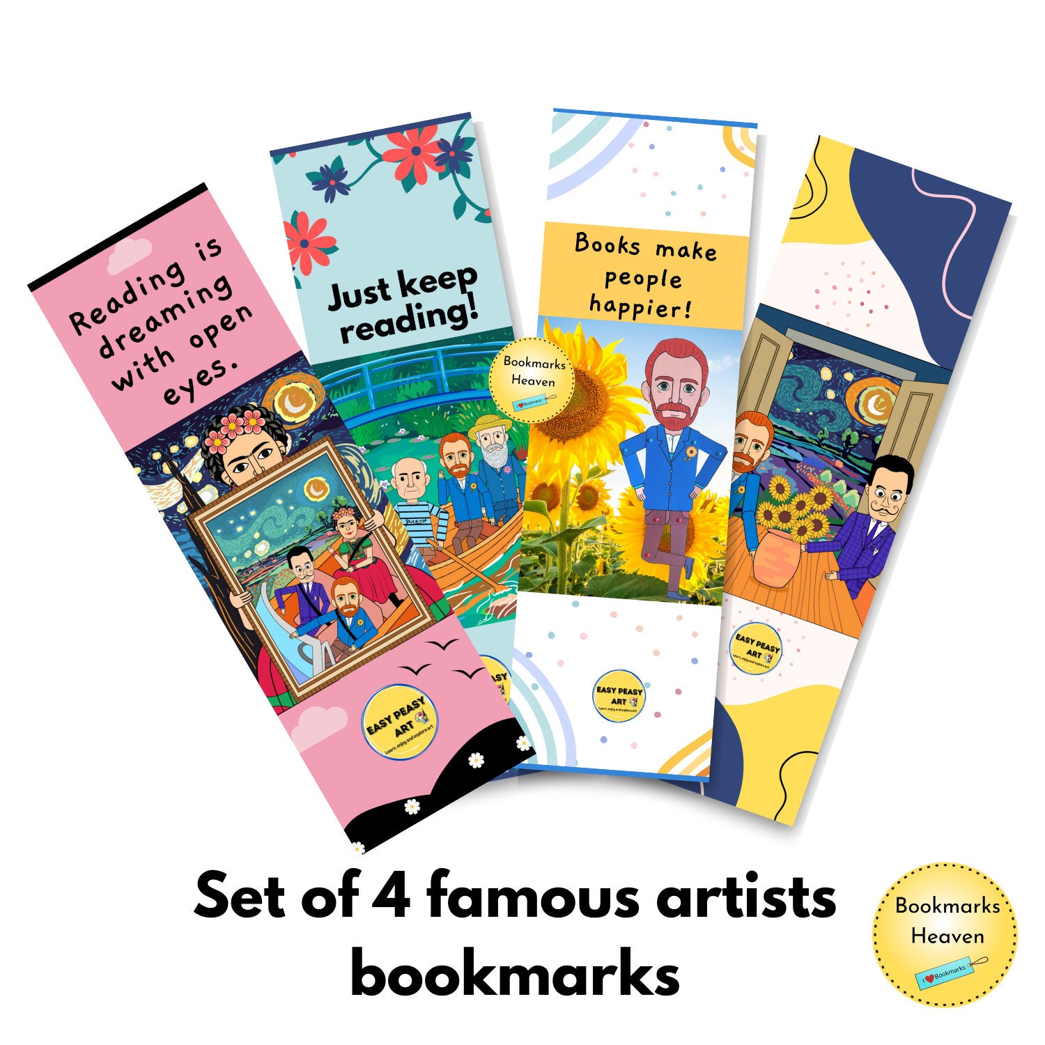 Art Bookmarks, Frida Kahlo Bookmark, Van Gogh Gifts, Salvador Dali ...