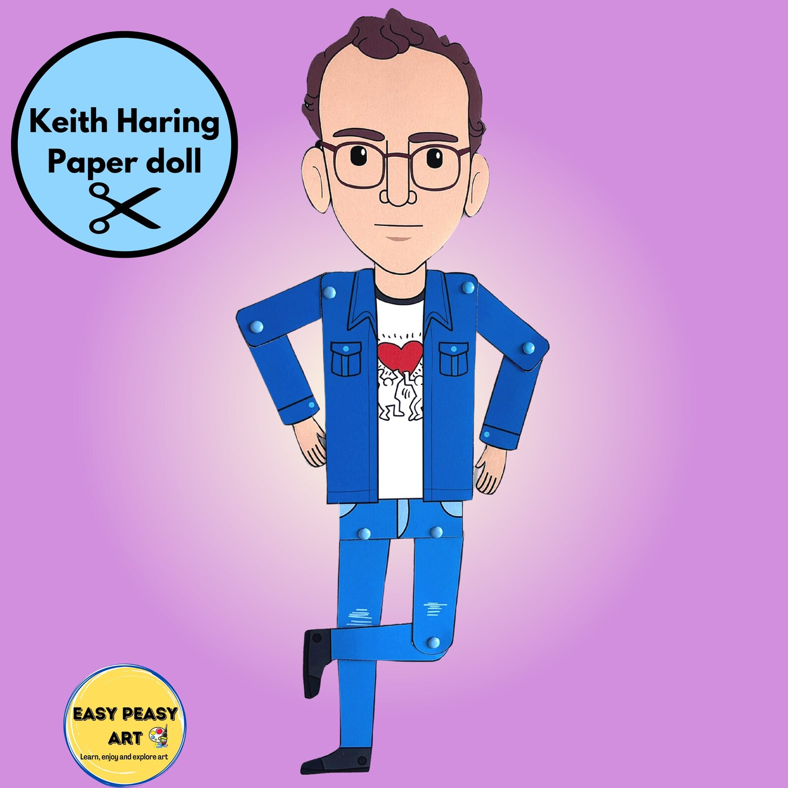 Keith Haring Gliederpuppe zum ausdrucken, Pop Art Künstlerpuppe ...