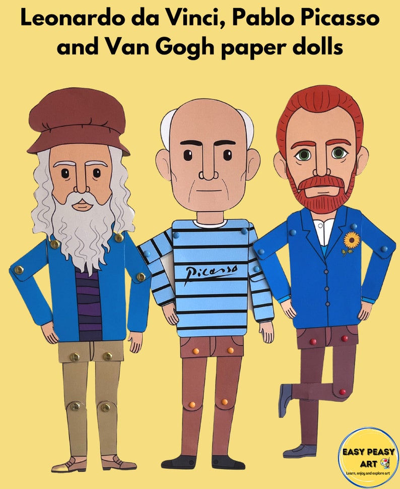 Famous Artists Paper Doll, Van Gogh Paper Doll Digital, Boys Cut Out ...