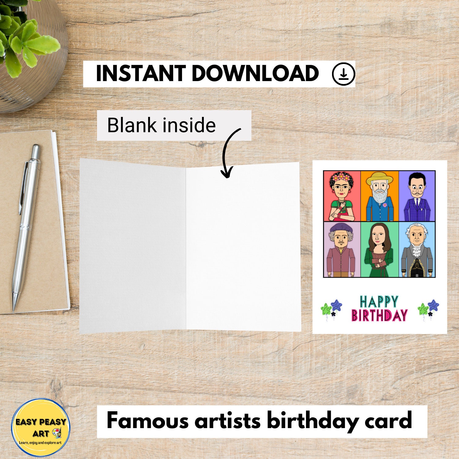 Artist Birthday Card , Famous Artists Birthday Card, Gifts for Artists ...