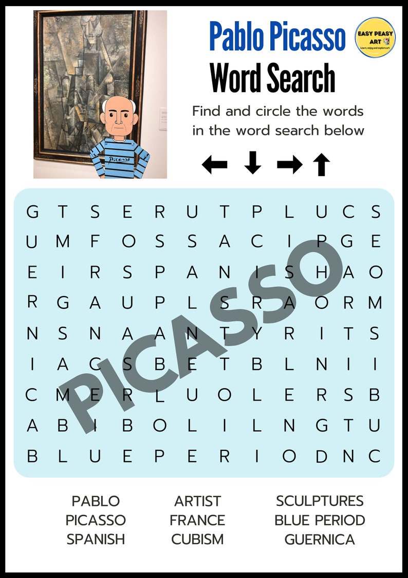 Famous Artist Craft Cards for Kids, Coloring Picasso, Art History for ...