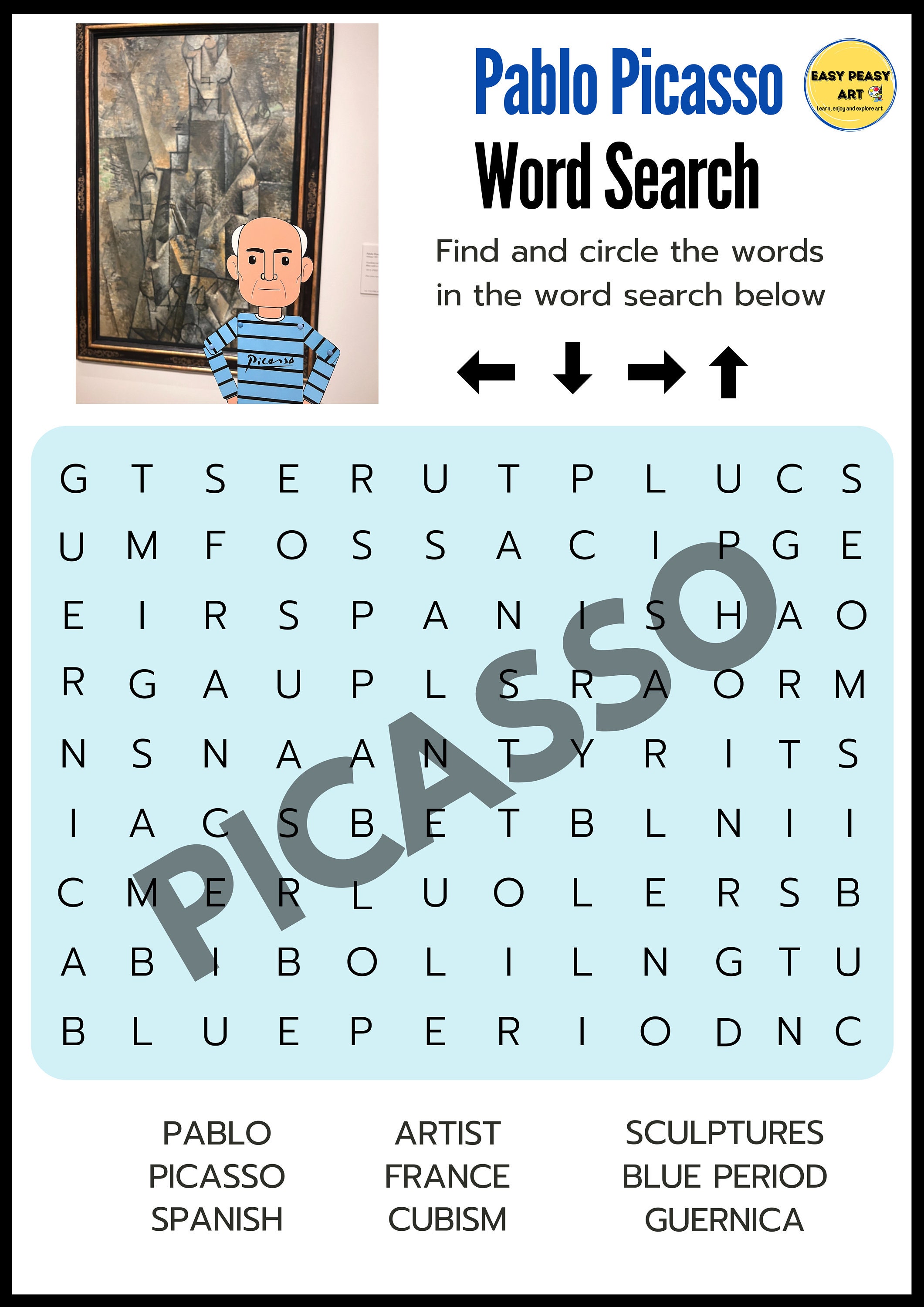 Famous Artist Craft Cards for Kids, Coloring Picasso, Art History for ...