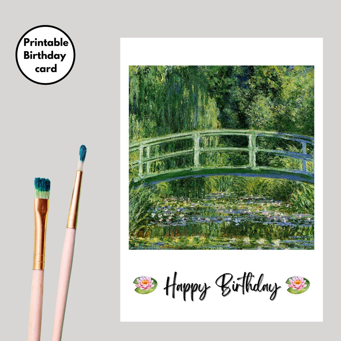 Claude Monet Birthday Card Printable, Art Lover Gift, Art History Card ...