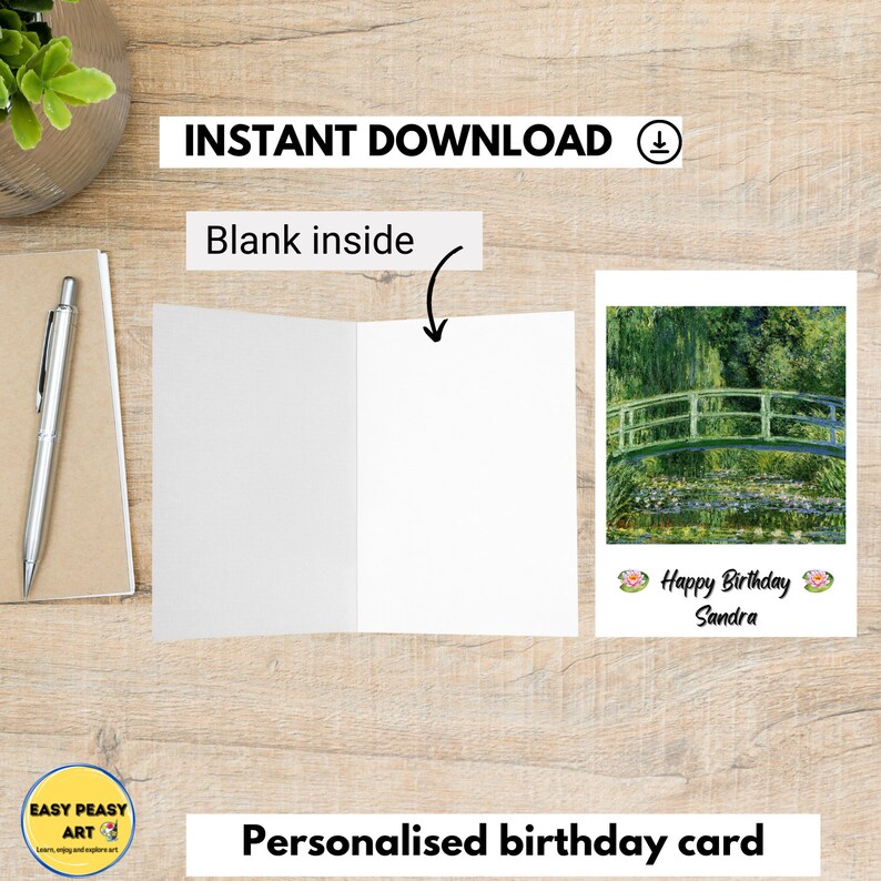 Personalized Art Birthday Card Printable, Claude Monet Birthday Card ...