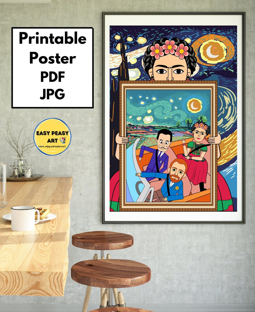 Frida Kahlo Poster, Frida Kahlo Wall Art, Van Gogh Art Print, Playroom ...