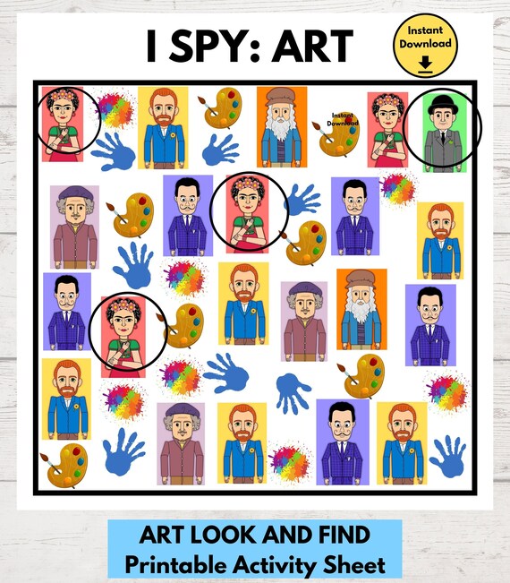 Art Inspired I Spy Printable Activity for Preschooler Art - Etsy